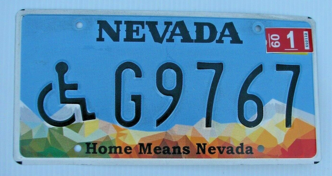 NEVADA HANDICAPPED DISABLED PERSON LICENSE PLATE " & G 9767 " NV ...