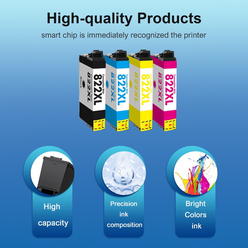 822XL Ink Cartridge T822 XL for Epson WorkForce Pro WF-3820 WF-4830 WF ...