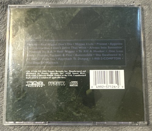 N.W.A. NWA Niggaz4Life Niggaz 4 Life CD 1991 Priority Ruthless Records ...