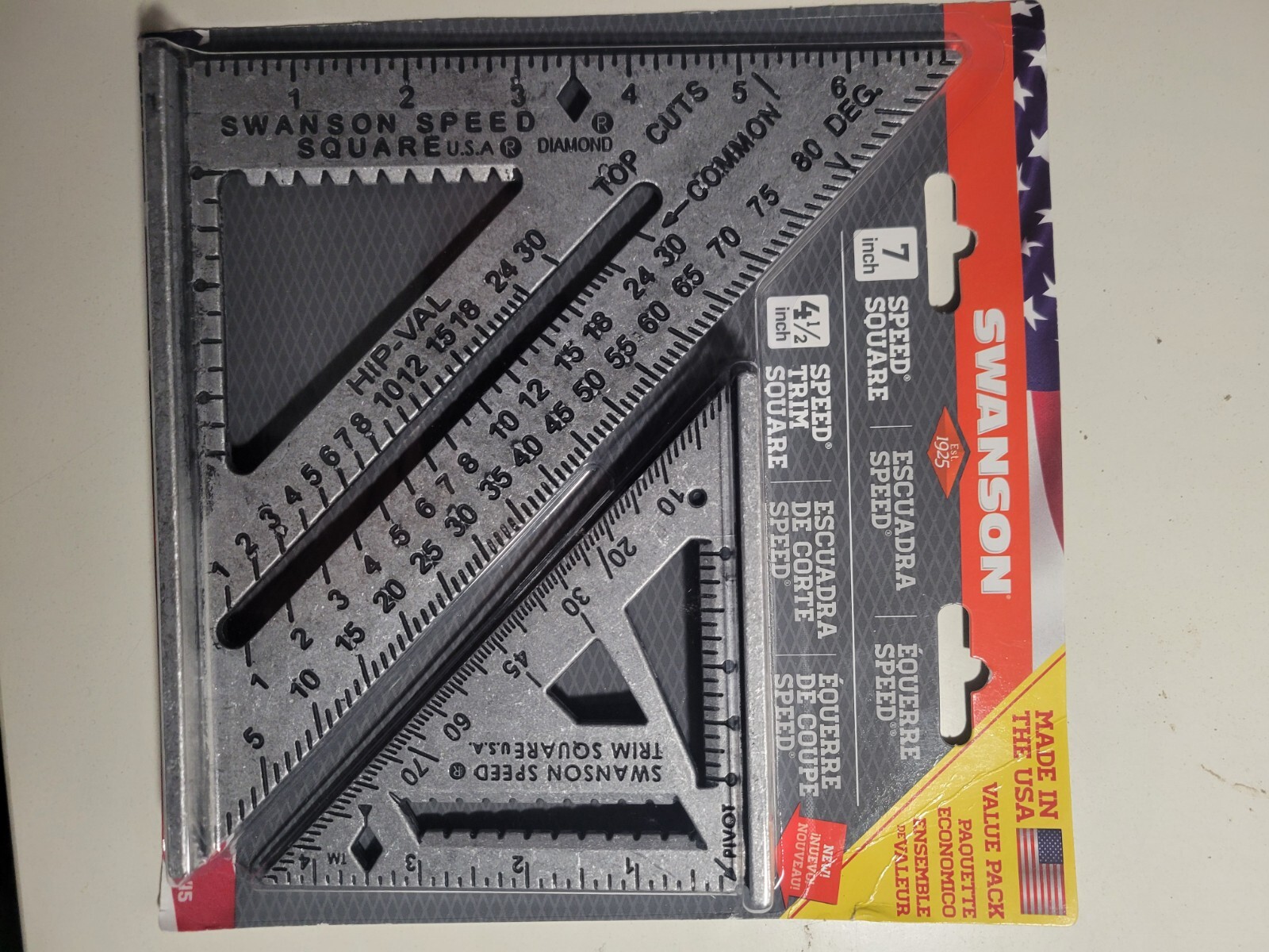 Swanson 7" Speed Square Pro & 4.5" Trim Square ,MADE IN THE USA, *2PACK ...