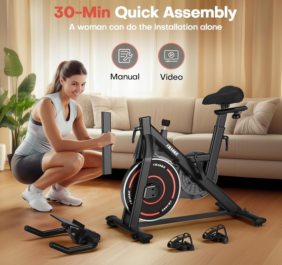 CHAOKE Exercise Bike Gym Workout, PLUS Magnetic Spin Bike with APP ...