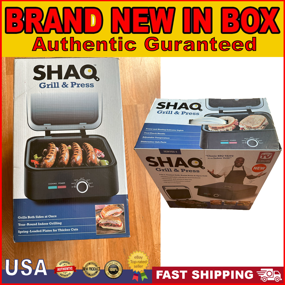 SHAQ Smokeless Grill and Press, Shop HQ 3 In 1 Serves 4 , BRAND NEW ...
