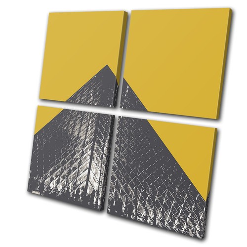 City Louvre Pyramid Stencil Paris MULTI CANVAS WALL ART Picture Print ...