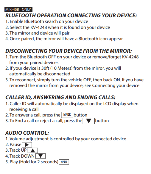 Crimestopper MIR-45BT 4.5" Universal Rearview Mirror w/ Bluetooth & Mic ...