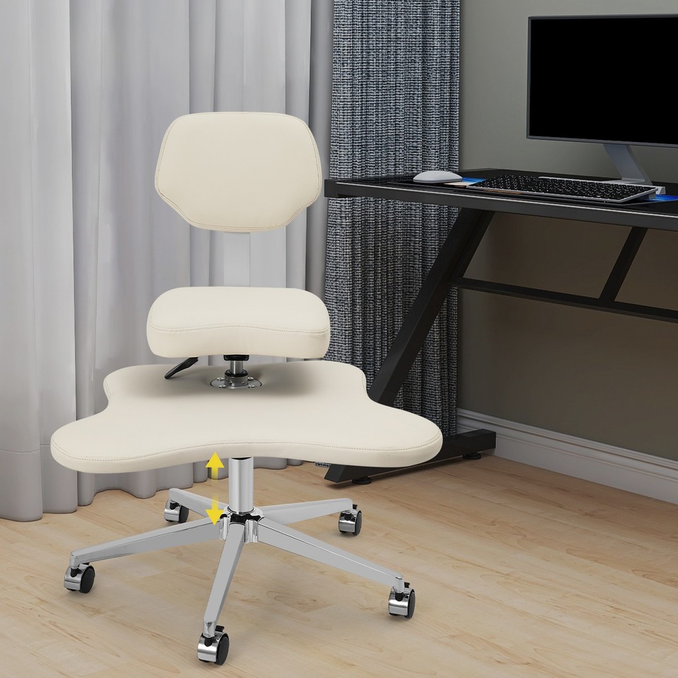 White Cross Legged Office Chair with Wheels - Modern Meditation Seat | eBay
