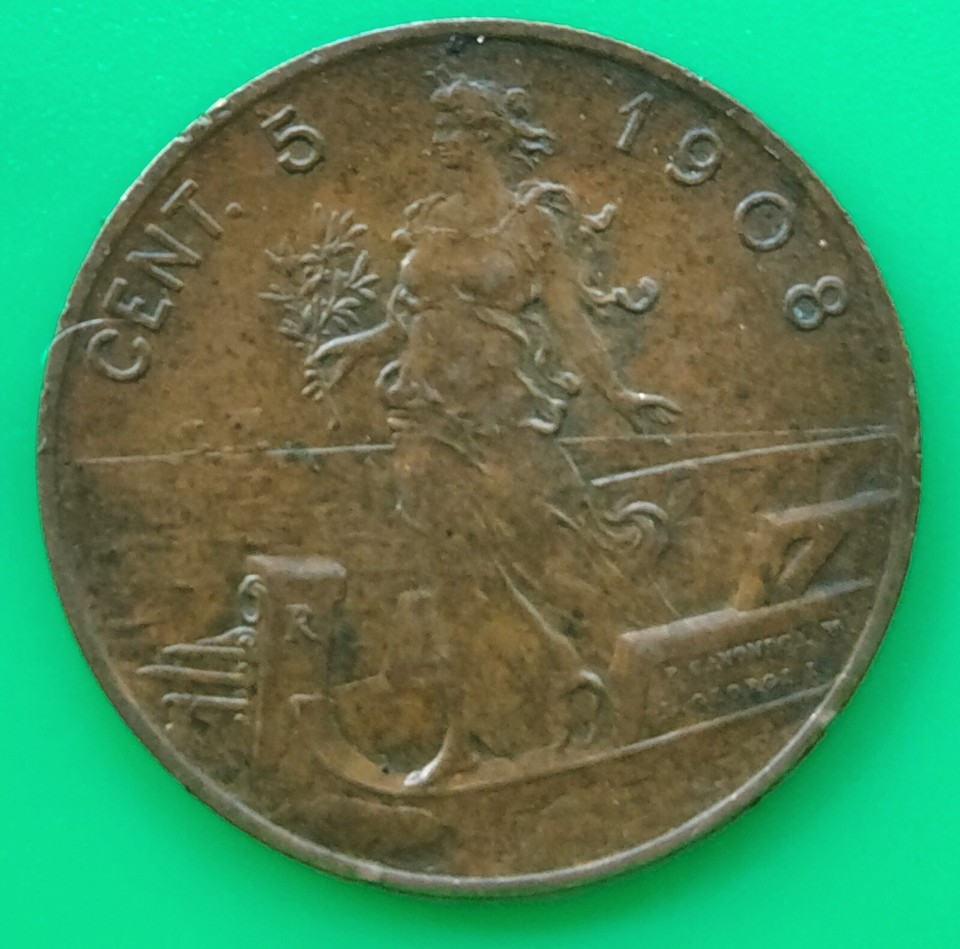 1908 Italy 5 Cents King Vittorio Emanuele III Copper High Grade | eBay