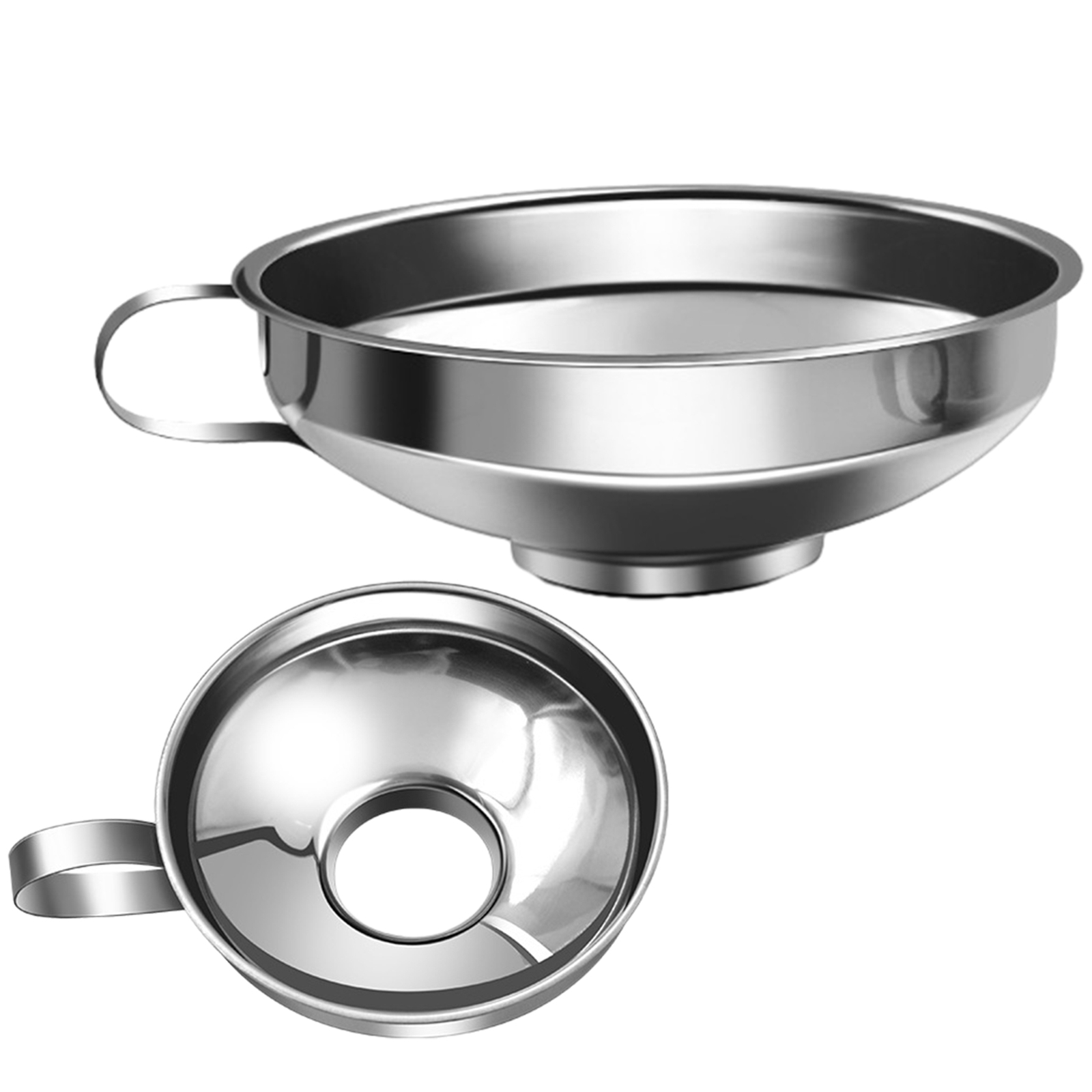 2pcs Large Opening Stainless Steel Funnel With Handle Transferring ...
