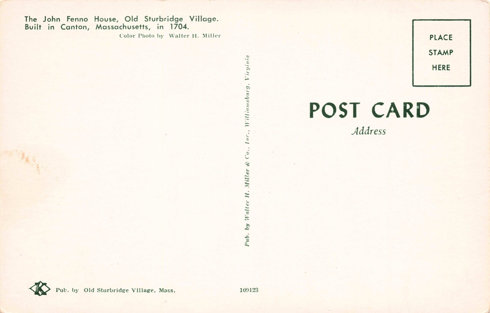 John Fenno House Old Sturbridge Village, Canton, Mass Vintage PC | eBay