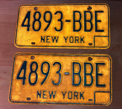 Set Of Vintage New York State Yellow Blue NYS 1970’s 80’s License ...