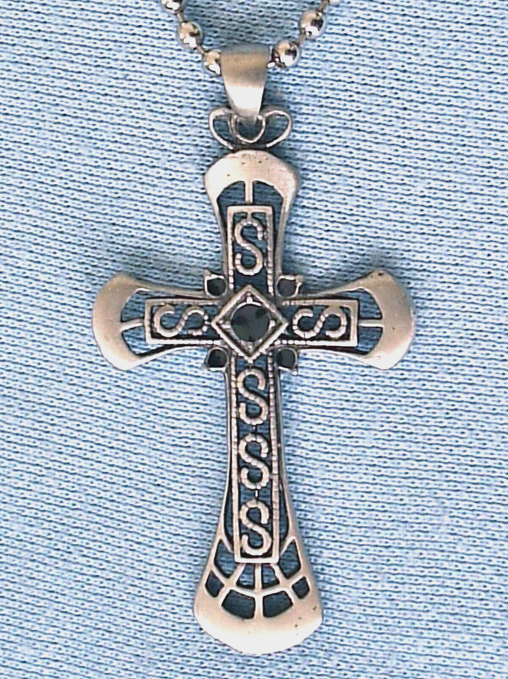 PC0496 = Holy Cross 60mm long pewter pendant on 24" Ball chain | eBay UK