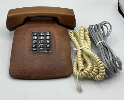 U.S. Tron, 2 Line, Push Button Phone, PL2124, Leather Wrap, Phone, Made ...