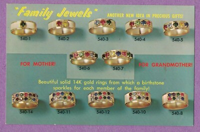 GLEAMLIGHT INC ADVERTISING VTG CHROME PC GOLD BIRTHSTONE RINGS MOUNT ...