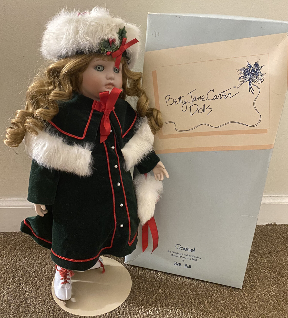 Goebel Bette Ball Betty Jane Carter Dolls 18” Tall-Porcelain Ice Skater ...