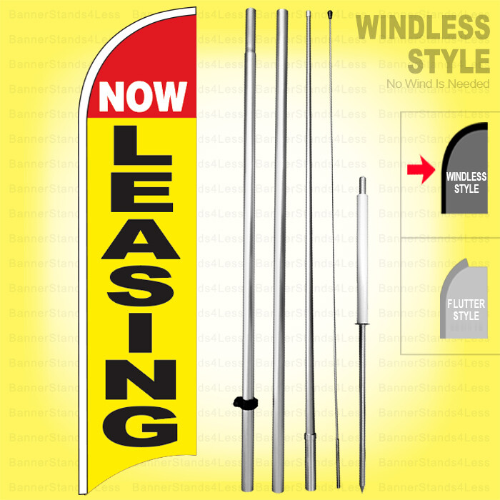 NOW LEASING - Windless Swooper Flag Kit 15' Feather Banner Sign yb-h | eBay