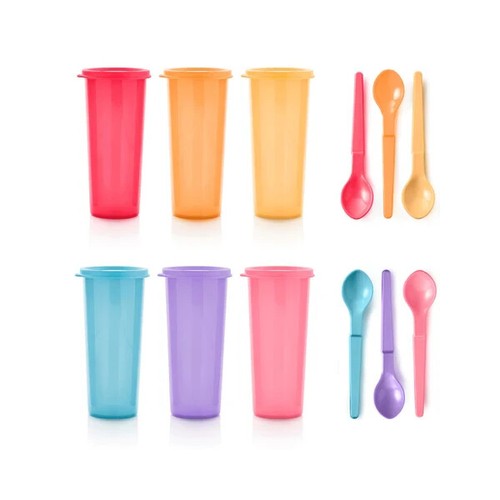 New Tupperware Set of 6 Tumblers with Seals and Spoons 175ml | eBay