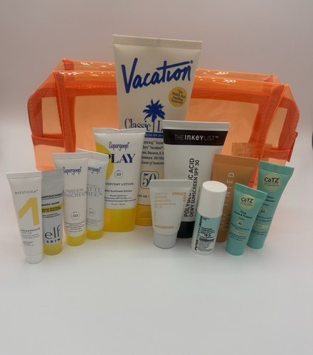 Lot of 12 Sunscreen~ Plus Bag ~And 2 Full Size sunscreen see ...