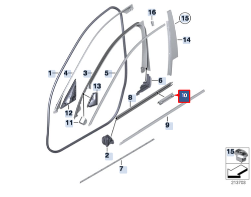 NEW BMW 5 F10 FRONT LEFT DOOR OUTER WEATHERSTRIP 51337269743 7269743 | eBay