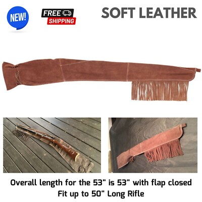 Black Powder Muzzleloader/ Rifle Sleeve Soft Brown Real Leather Case ...