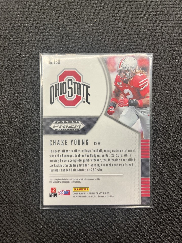 CHASE YOUNG SILVER PRIZM ROOKIE CARD JERSEY #2 OSU REDSKINS RC 2020 ...