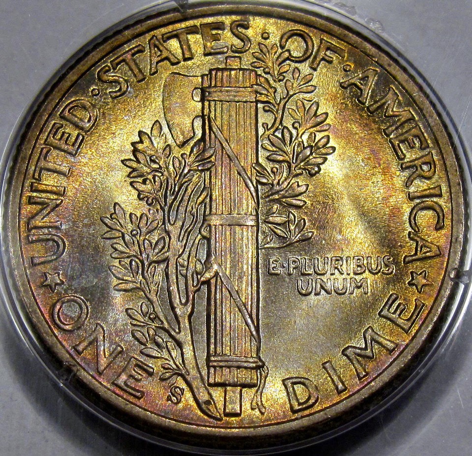 1944-S Mercury Dime Gem BU PCGS MS-65... Beautifully Toned, Very NICE ...