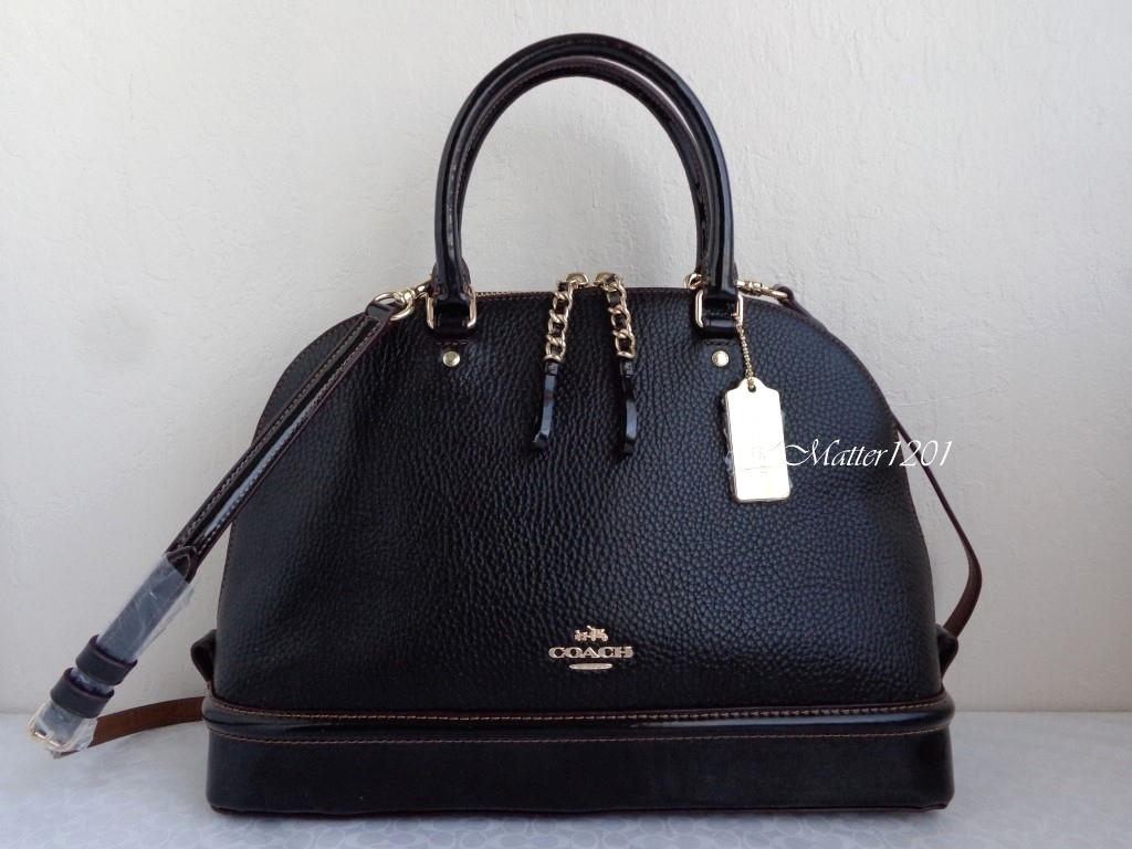 Coach NWT F54664 Sierra Satchel in Pebble and Patent Leather Black ...