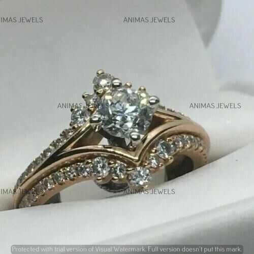 3CT Round Cut Lab-Created Diamond Cluster Engagement Ring 14k Yellow Gold Plated | eBay