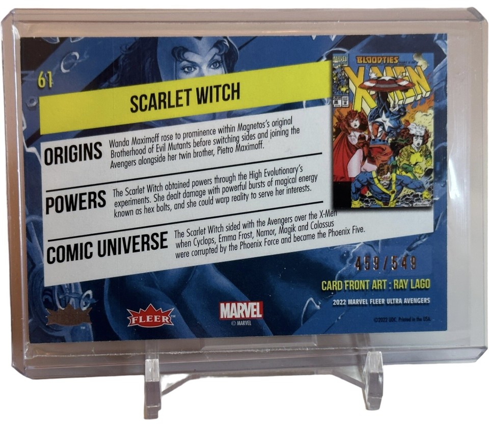 Scarlet Witch 2022 Marvel Fleer Ultra Avengers Orange Paralell Card 61 ...