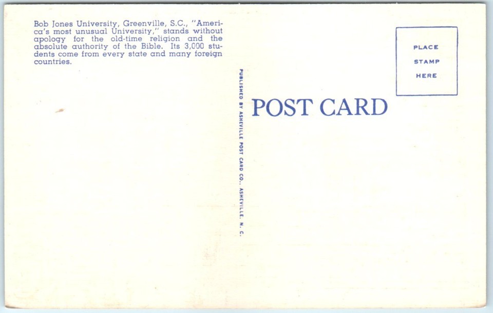 Postcard - Mack Library, Bob Jones University - Greenville, South ...