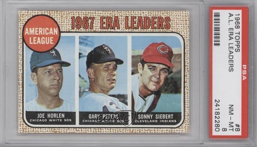 1968 Topps League Leaders Joe Horlen Gary Peters Sonny Siebert #8 PSA 8 ...