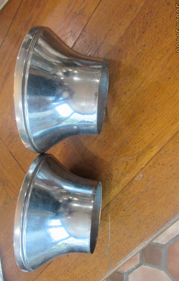 2 Vintage CHROME Velocity Stacks Tunnel Ram SUPERCHARGE Blower 32 34 ...