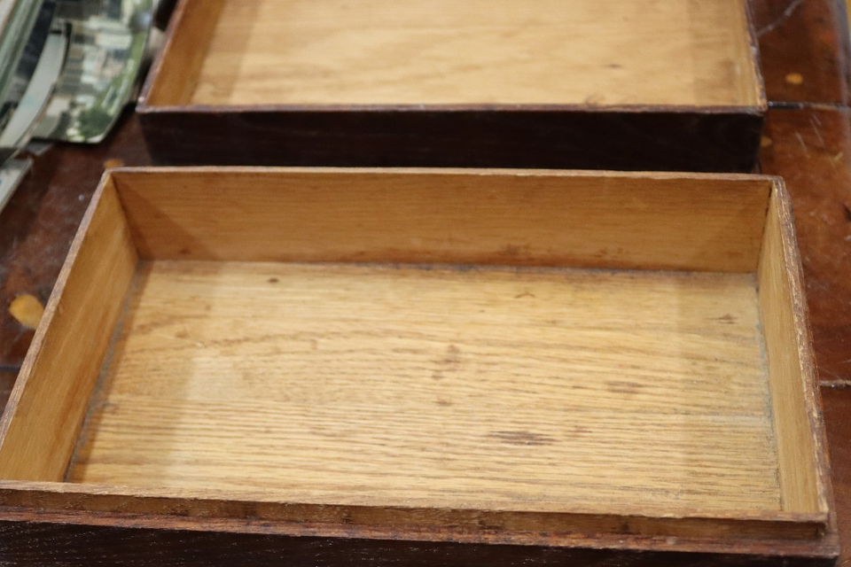 Vintage Dovetail Oak Wooden Recipe trinkit oak Box 10x6x3” stamped ...