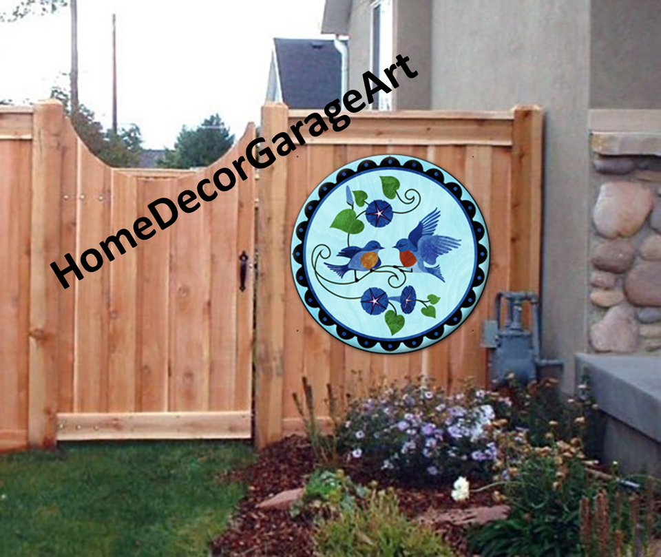 Barn Quilt Sign, Blue Birds Hex Design, Round Metal Sign, 6 Sizes | eBay