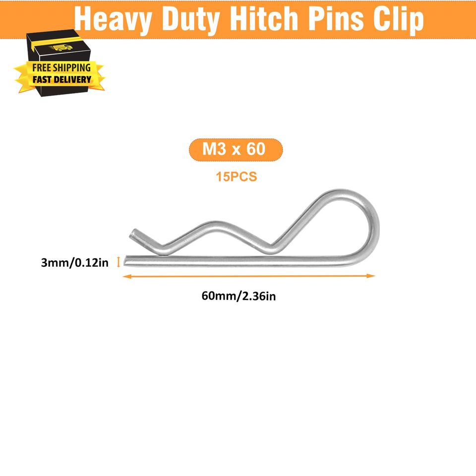 15 Pcs Heavy Duty Cotter Pins,Hitch Pins Clip R Clips Spring Retaining ...