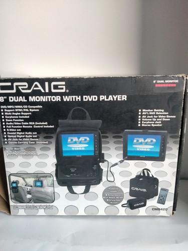 Craig CMD420 Portable DVD\CD\MP3\CD-R\CD-RW Player 2 Dual 8" Screen No ...