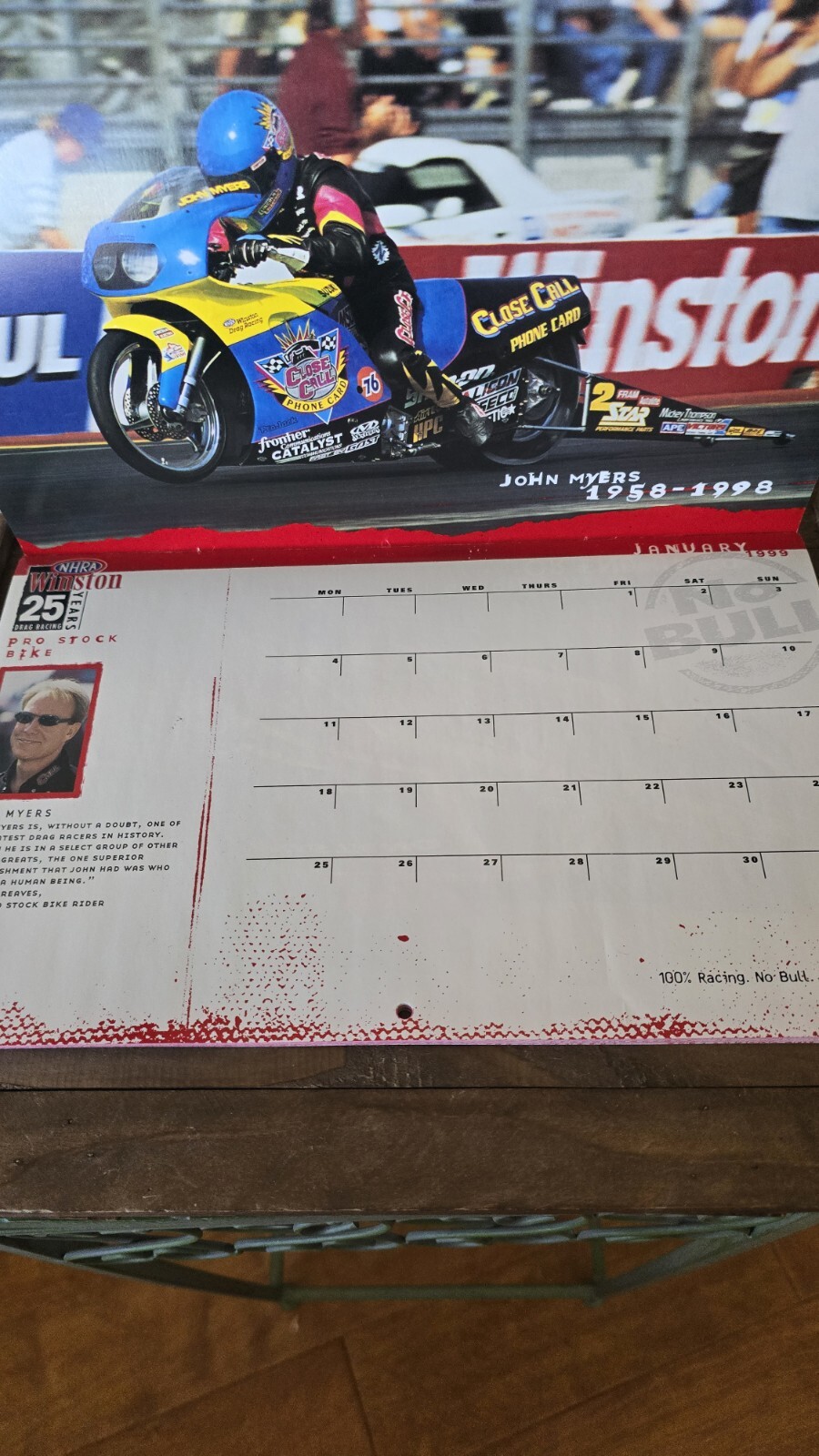 Vintage NHRA No Bull Winston Drag Racing Calendar 1999-2000 | eBay