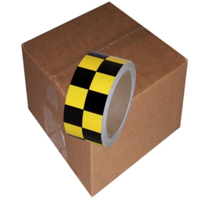 Checkerboard Vinyl Tape 2" x 36 yard Roll Black / Yellow (24 Roll/Case ...