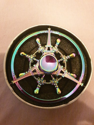 Ship Steering Wheel And Eiffel Tower metal Rainbow Double Spin fidget ...