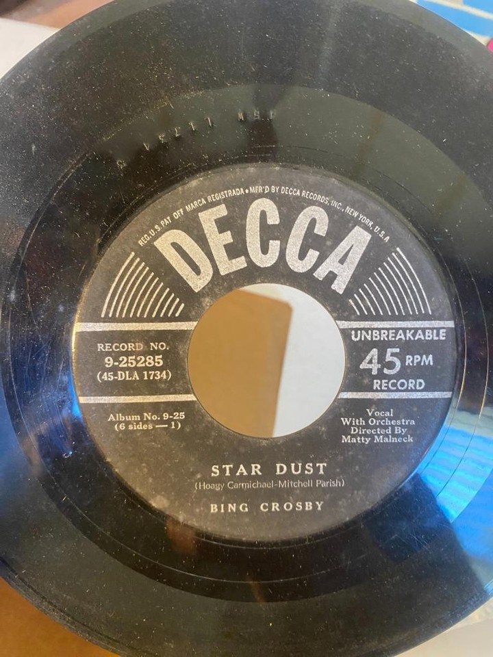 7" 45 RPM BING CROSBY STAR DUST / DEEP PURPLE DECCA 9-25285 VG+EX | eBay