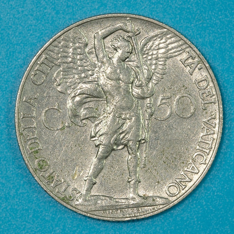 PIO XI 50 CENTESIMI 1935 A.XIV ROMA SPL RARO VATICANO MONETA COIN ...