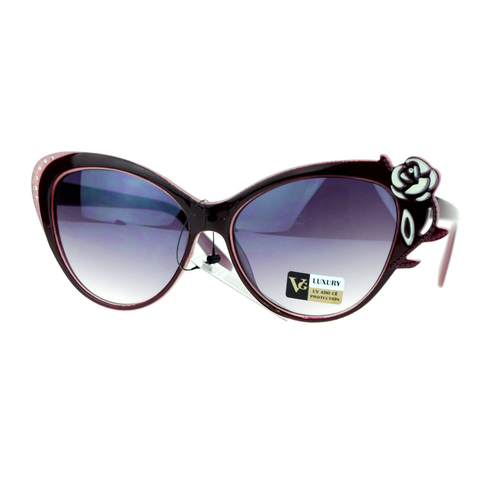 Womens Fashion Sunglasses Cateye Frame Rhinestones Rose Design Eyewear ...