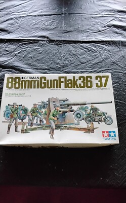 TAMIYA #35017 GERMAN 88MM GUN FLAK 36/37 FIGURES 1/35 SCALE MODEL Open ...