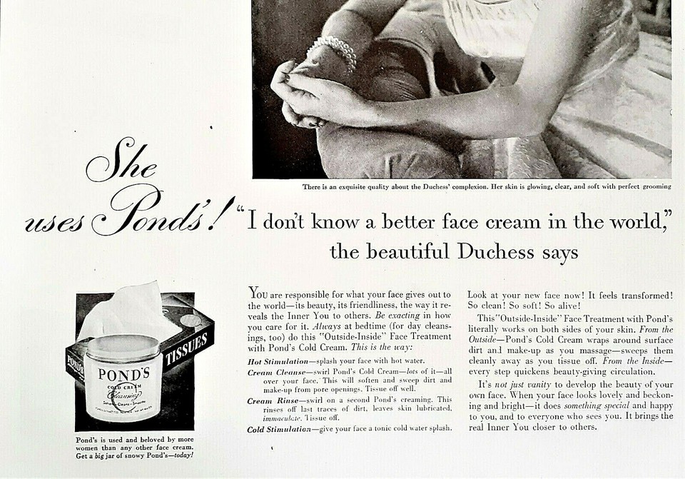 Ponds Cold Cream ad vintage 1948 Duchess of Sutherland original ...