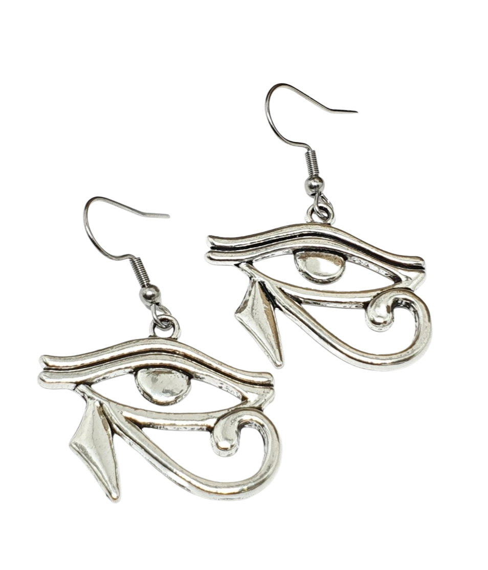 Large Eye Of Horus Earrings Rah Egyptian Silver Plated Evil Eye ...