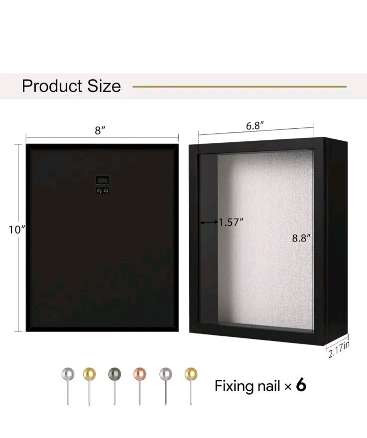 8x10 Shadow Box Frame w/ Linen Back-Sturdy Memory Display Case Flowers ...