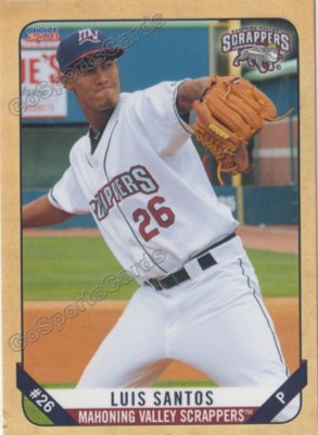 2018 Mahoning Valley Scrappers Luis Santos RC Rookie Cleveland Indians ...