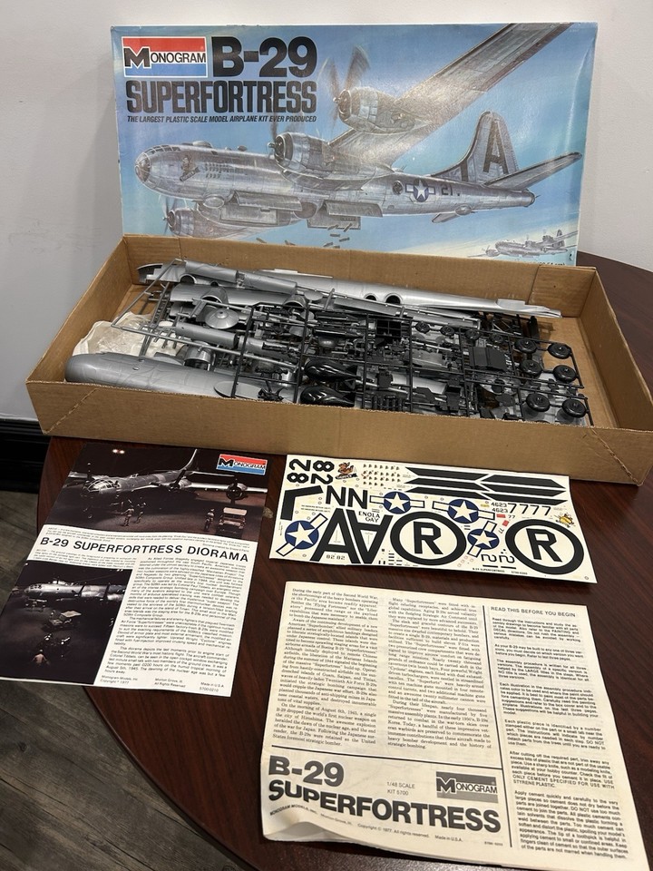Monogram B-29 Superfortress 1:48 Scale Kit #5700 Wingspan = 35 1/4” | eBay