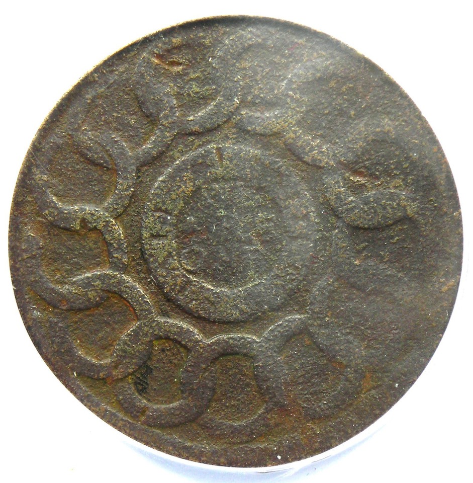 1787 Fugio Cent 1C Colonial Copper Coin - Certified ANACS F12 Detail ...