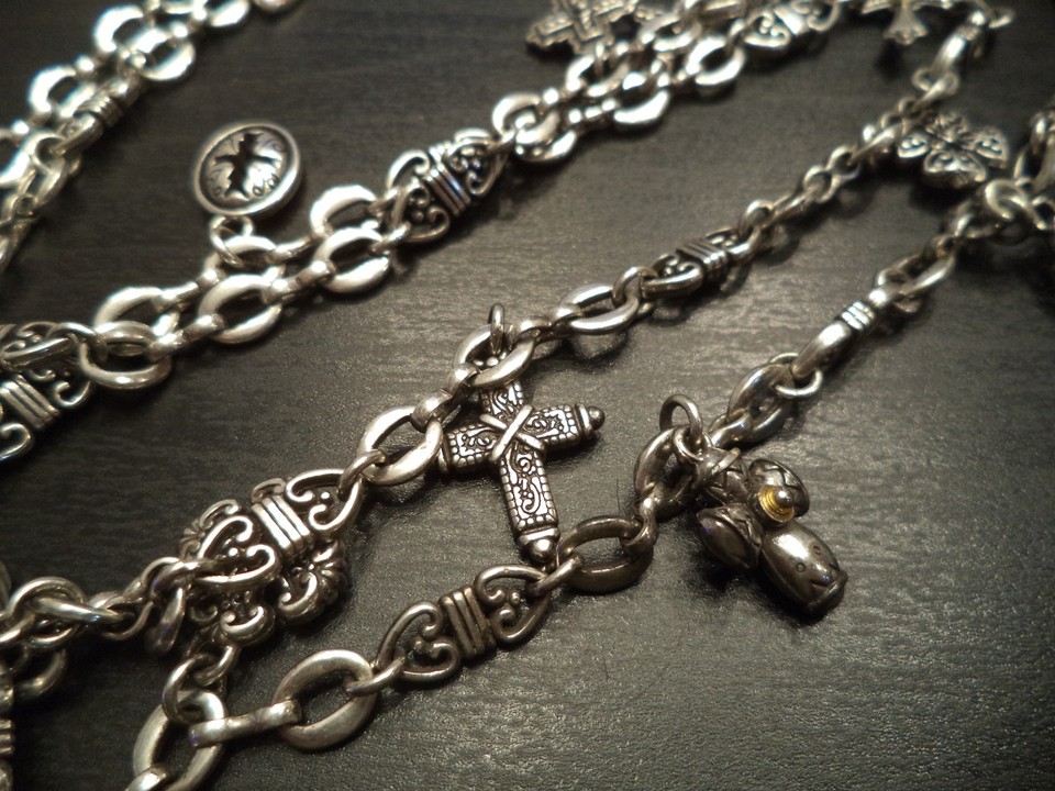 STUNNING VINTAGE ESTATE SIGNED BRIGHTON CROSS CHARM HEAVY 34" NECKLACE ...