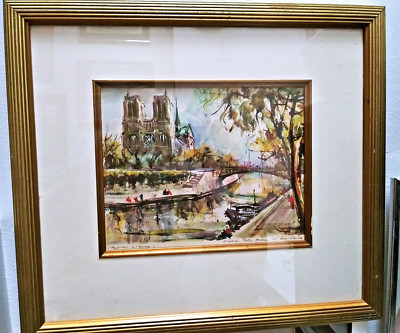 Marius Girard Paris Notra Dame at da Seine 14x17 | eBay