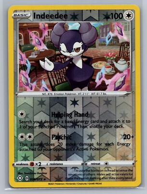 Pokémon TCG Indeedee Shining Fates 056/072 Reverse Holo Holo Rare | eBay